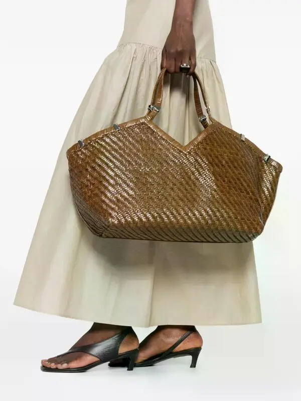 Benedetta Bruzziches Large Usha Hand-woven Tote Bag - Brown