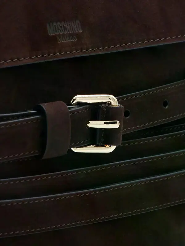 Moschino Belted Leather Tote Bag