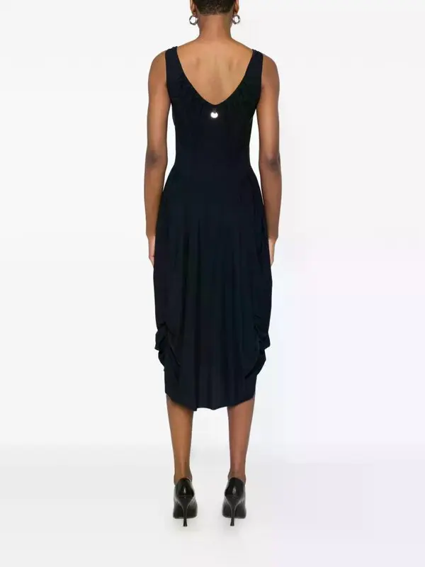 High Asymmetric Midi Dress With Tie Detail