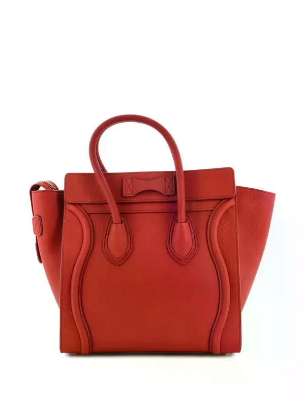 Celine Luggage Bag Grainy Leather Micro Tote - Red