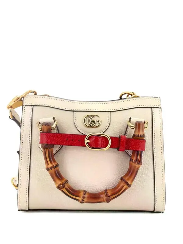 Gucci Diana Nm Bamboo Handle Leather Mini Crossbody Bag - White