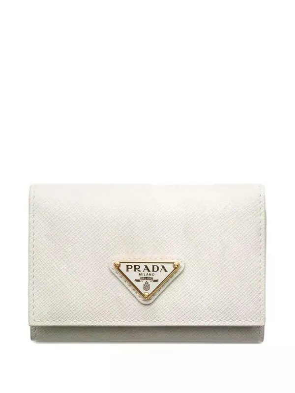 Prada Saffiano Leather Card Holder - Neutrals