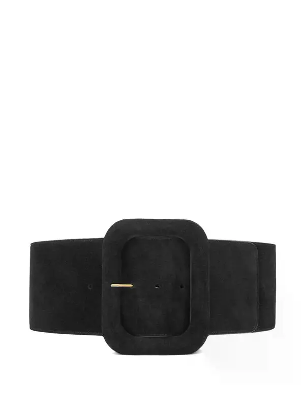 Ami Rectangular-buckle Suede Belt - Black