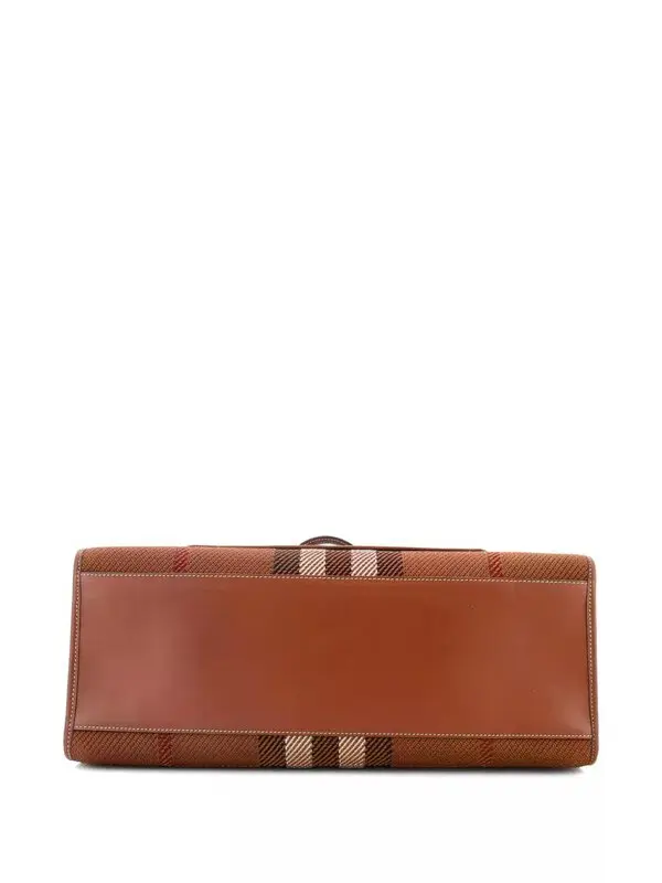 Burberry Freya Shopping Check Canvas With Leather Medium Tote Bag