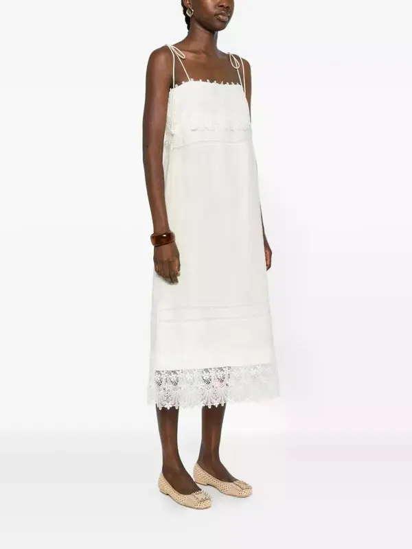 Valentino Garavani Lace-trim Midi Dress - White