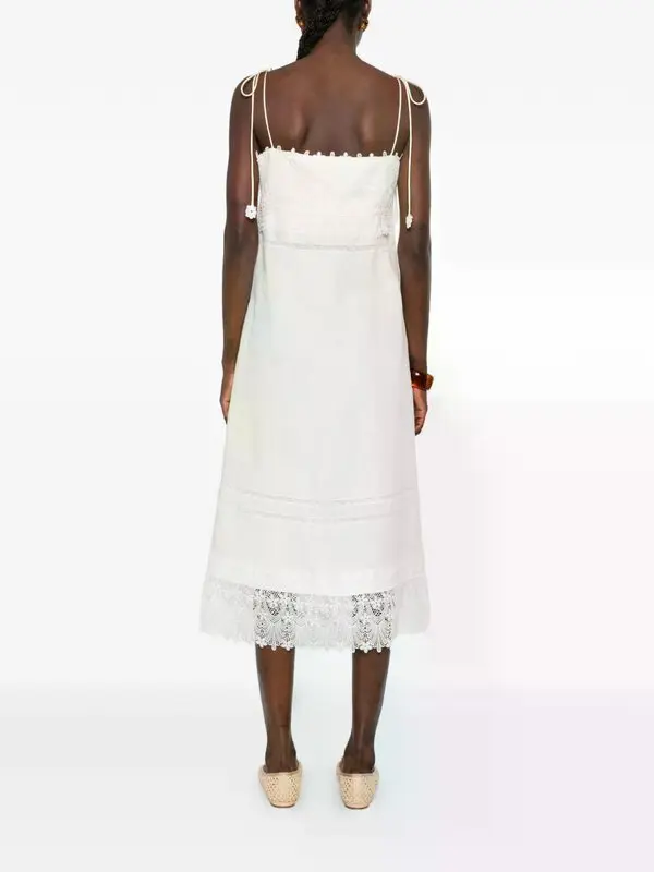 Valentino Garavani Lace-trim Midi Dress - White