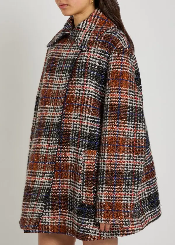 Missoni Double-breasted Tartan Wool-blend Peacoat - Red