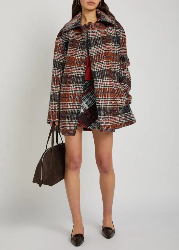 Missoni Double-breasted Tartan Wool-blend Peacoat - Red