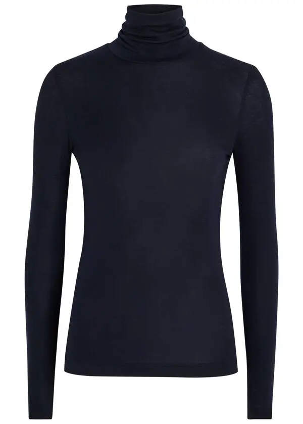 AGOLDE Pascale Turtleneck Stretch-lyocell Top - Navy