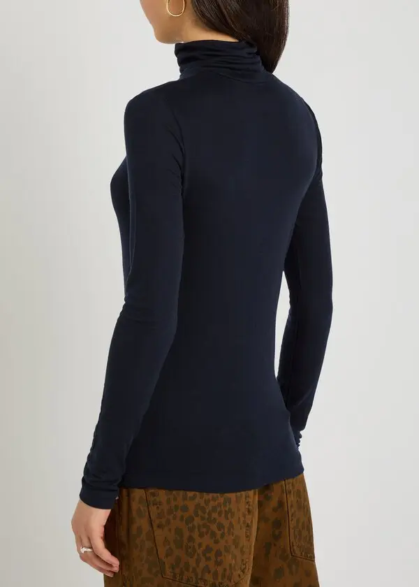 AGOLDE Pascale Turtleneck Stretch-lyocell Top - Navy