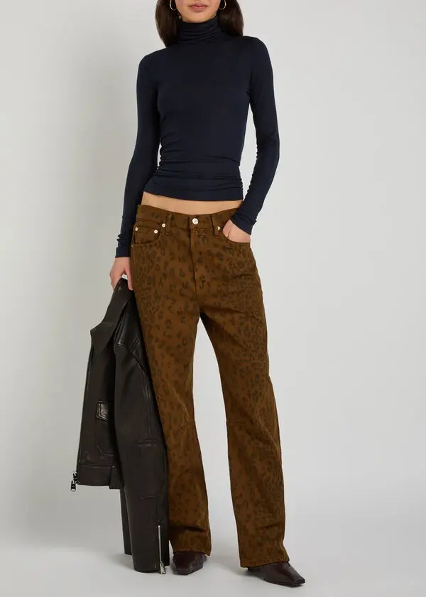 AGOLDE Pascale Turtleneck Stretch-lyocell Top - Navy