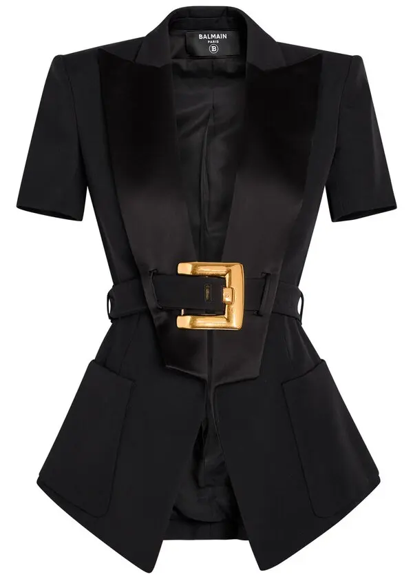 Balmain Belted Wool Jacket - Black
