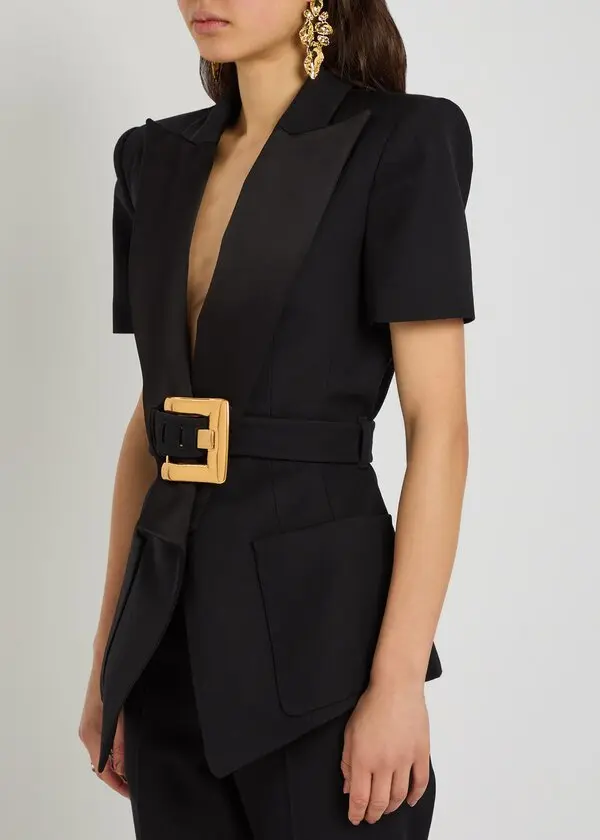 Balmain Belted Wool Jacket - Black