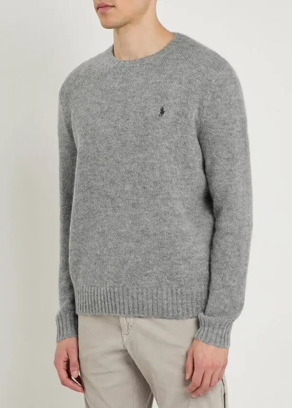 Polo Ralph Lauren Logo-embroidered Wool-blend Jumper - Grey