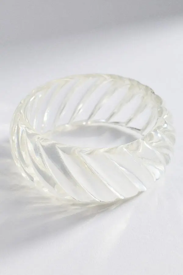 Anthropologie Ribbed Resin Bangle Bracelet - Clear