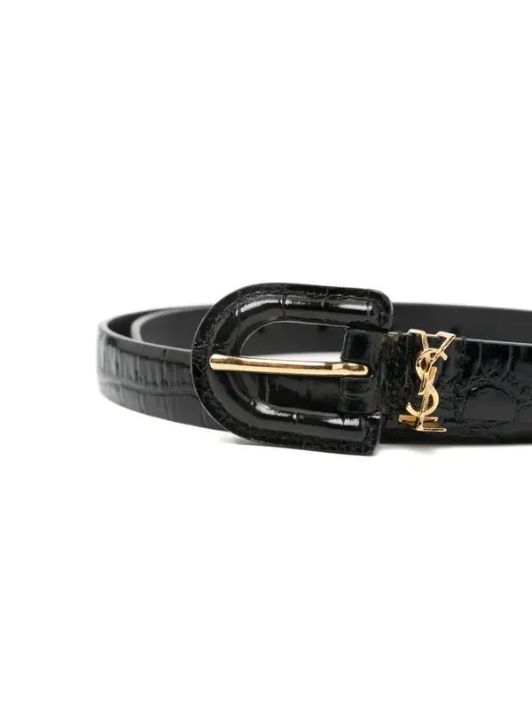 Saint Laurent Signature Buckle Belt - Black