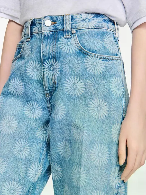 Sandro Floral Print Wide-leg Jeans