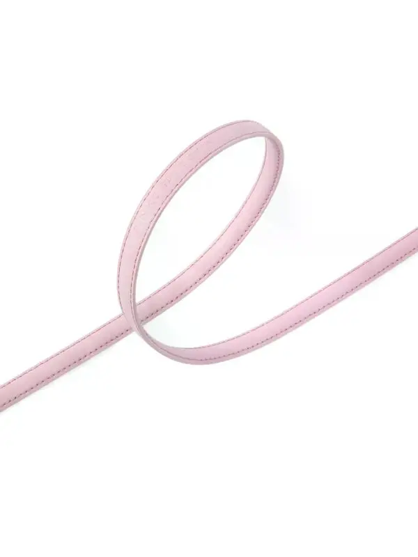 Pinko Thin Leather Belt With Love Birds Buckle - Pink