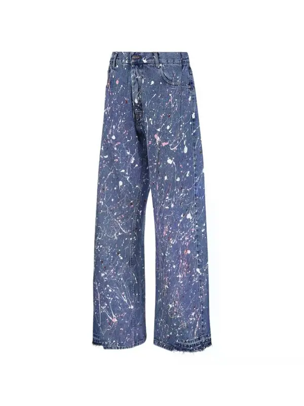 E.L.V. DENIM Splatter Effect Frayed Hem Jeans