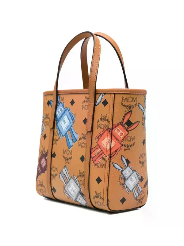 Mcm Logo-print Tote Bag - Brown