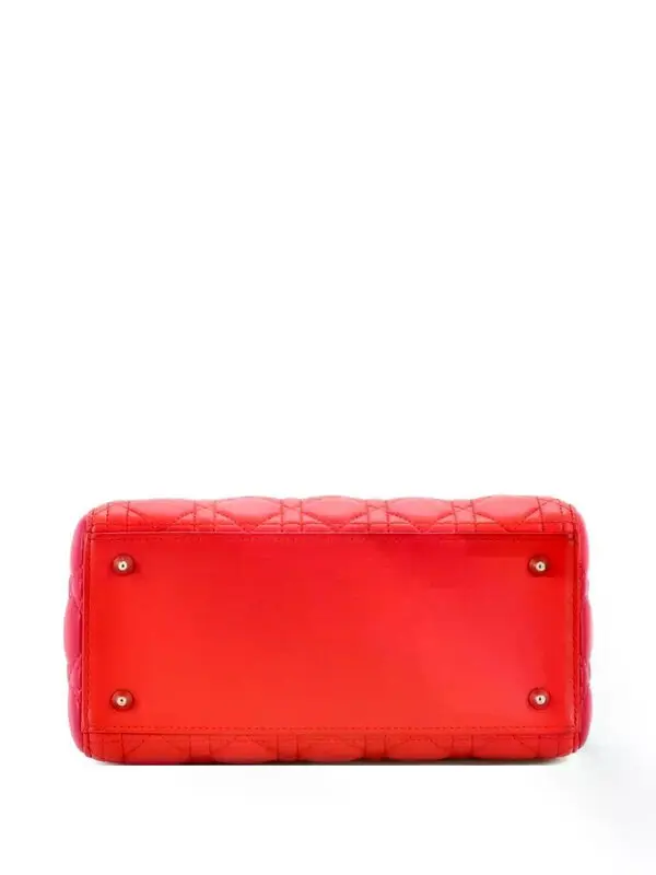 Dior Lady Bag Cannage Quilt Lambskin Medium Satchel - Red