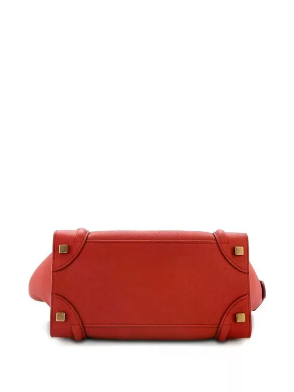 Celine Luggage Bag Grainy Leather Micro Tote Bag - Red