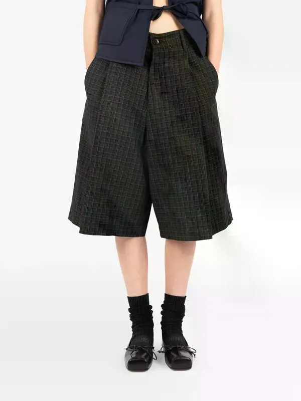 SOCIETE ANONYME Checked Pleated Shorts