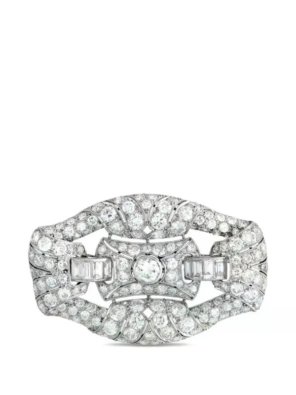 LB EXCLUSIVE Diamond Art Deco Brooch - Silver