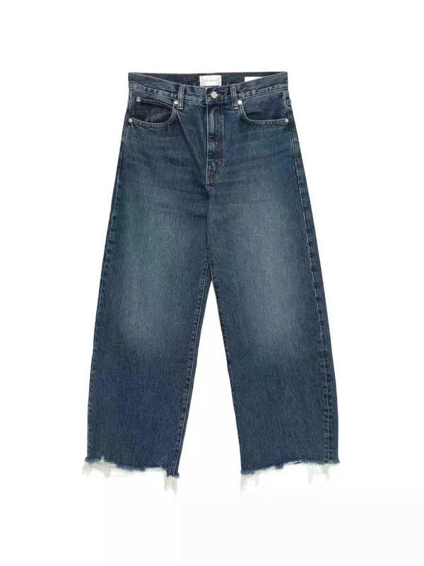 FRAME The Bow Crop Frayed-hem Denim Jeans
