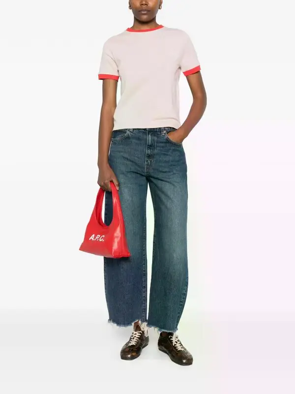 FRAME The Bow Crop Frayed-hem Denim Jeans
