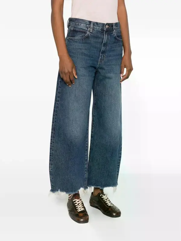 FRAME The Bow Crop Frayed-hem Denim Jeans