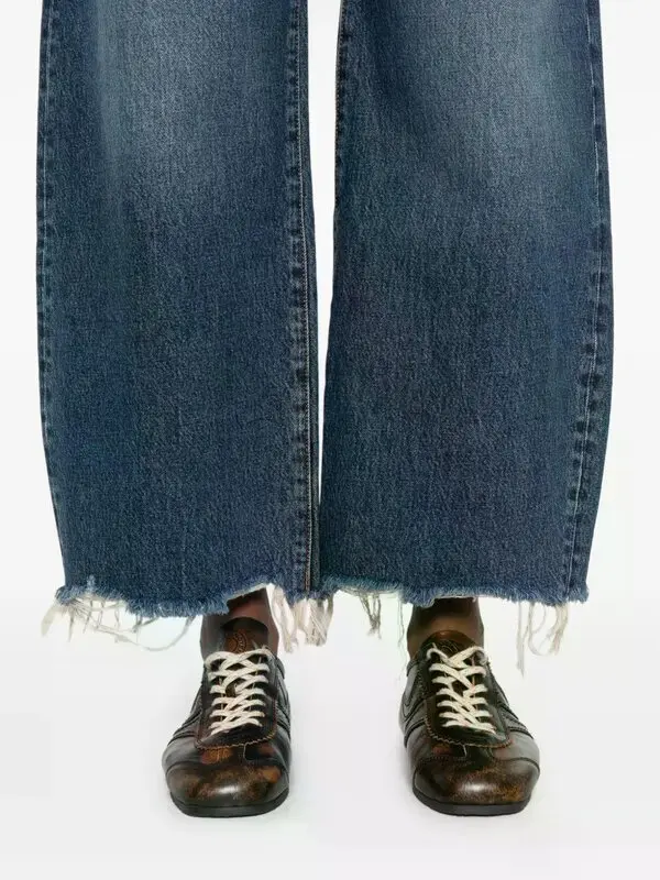 FRAME The Bow Crop Frayed-hem Denim Jeans