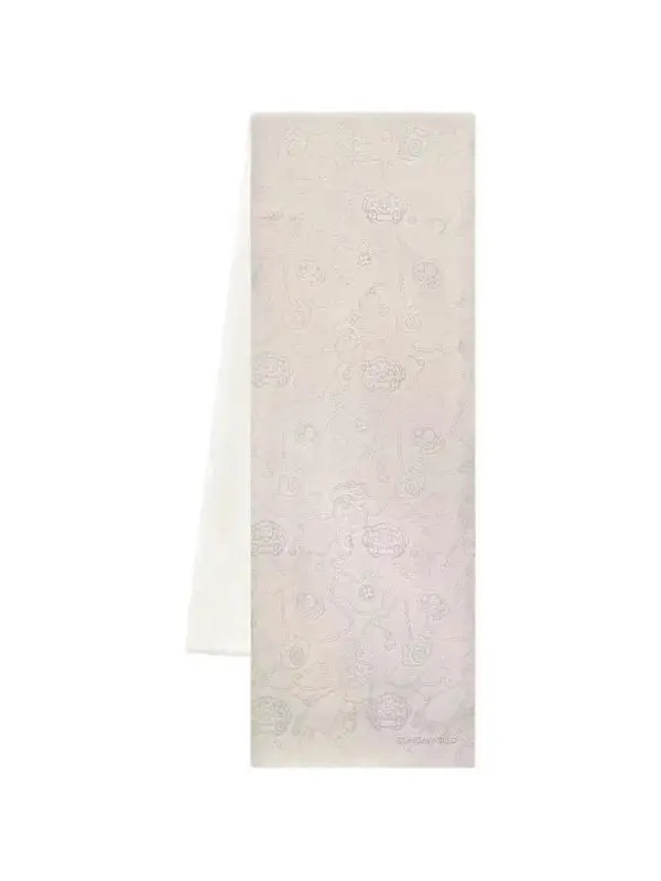 Shanghai Tang Tang Patterned Silk Scarf - Neutrals