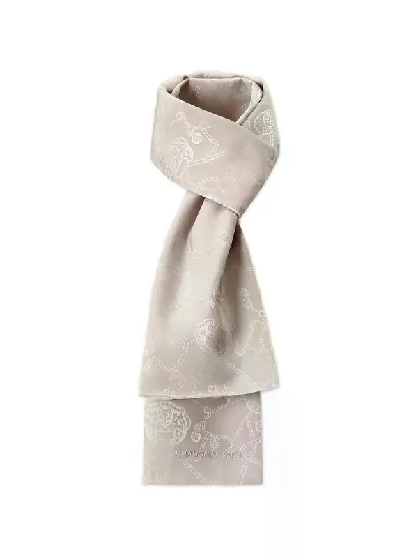 Shanghai Tang Tang Patterned Silk Scarf - Neutrals