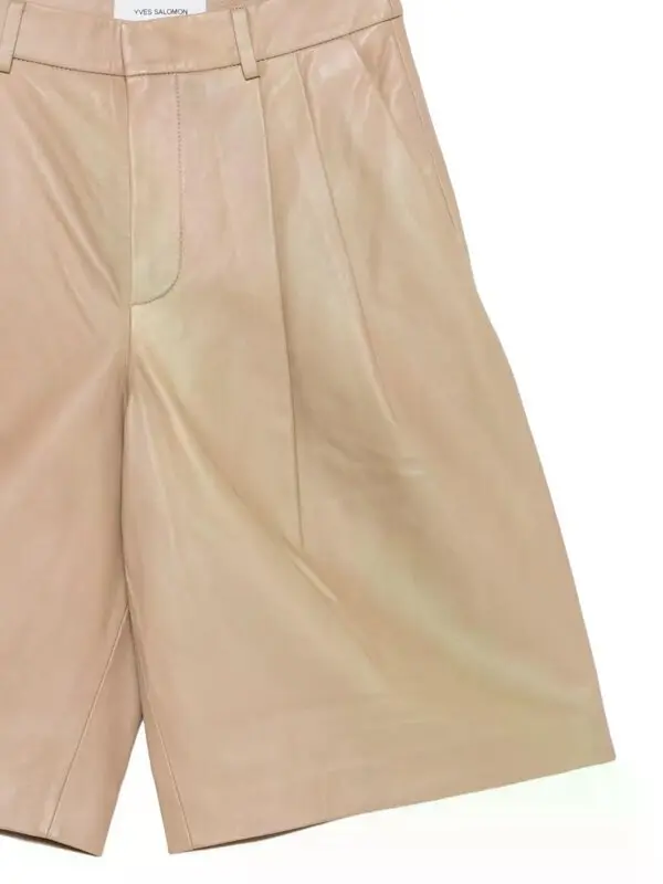 YVES SALOMON Pleated Leather Shorts