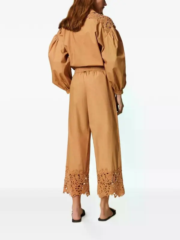 TWINSET Wide-leg Trousers With Scalloped Macramé Hem