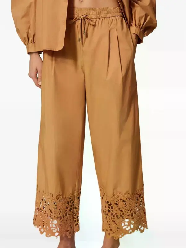 TWINSET Wide-leg Trousers With Scalloped Macramé Hem