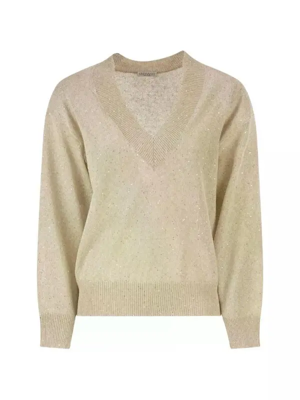Brunello Cucinelli Sequin-embellished V-neck Sweater