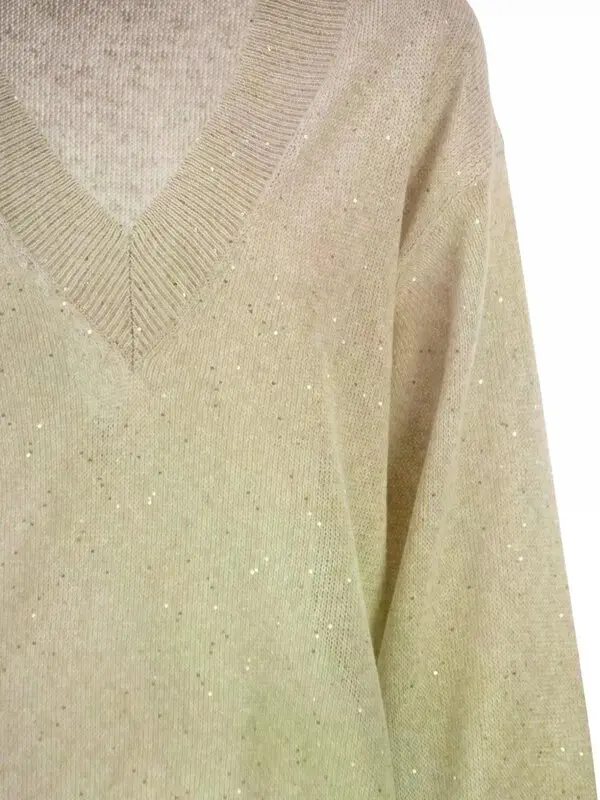 Brunello Cucinelli Sequin-embellished V-neck Sweater