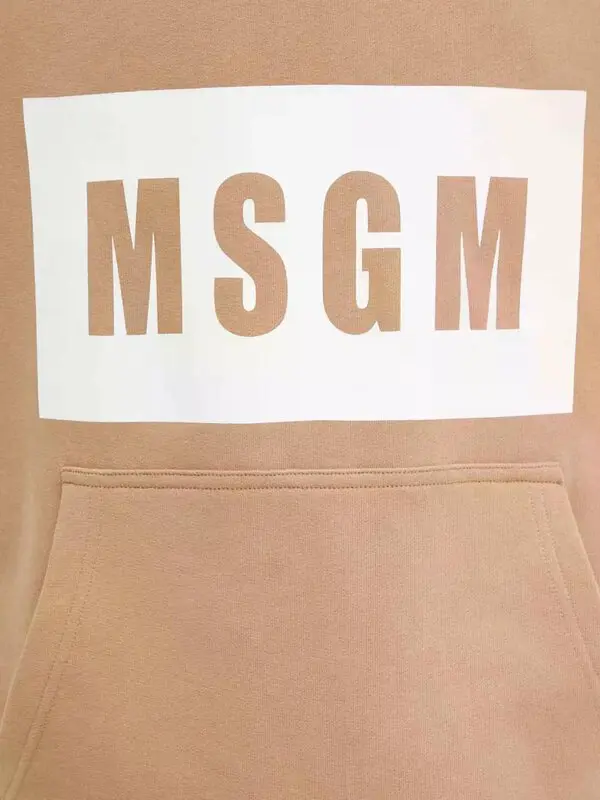 MSGM Drawstring Logo-print Hoodie - Brown