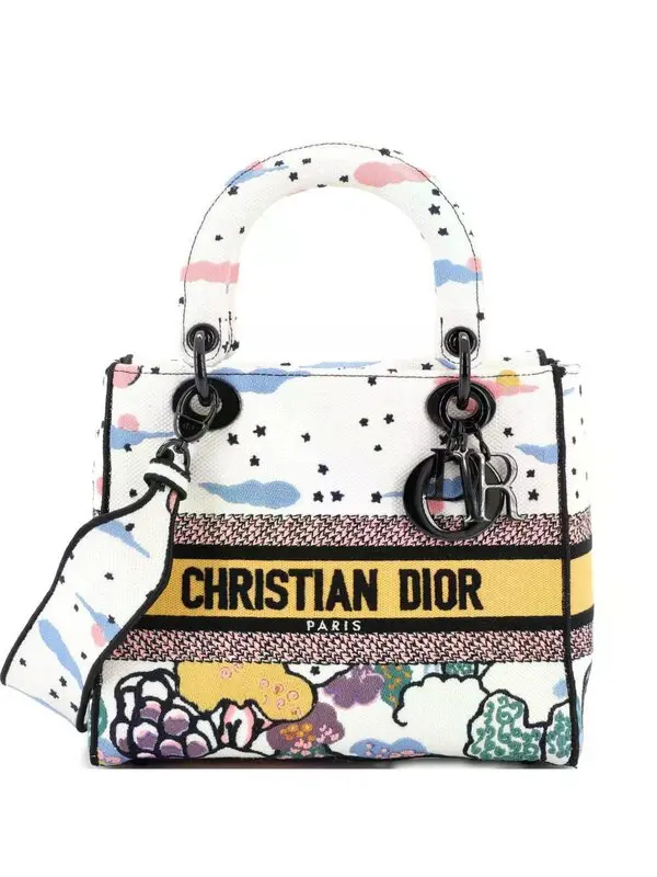 Dior Lady D-lite Embroidered Canvas Medium Satchel - Multicolour