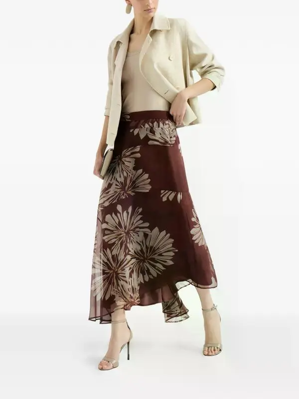 Brunello Cucinelli Bloom Printed Skirt