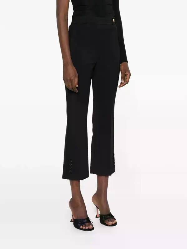 Elisabetta Franchi Cropped Trousers With Logo Plaque