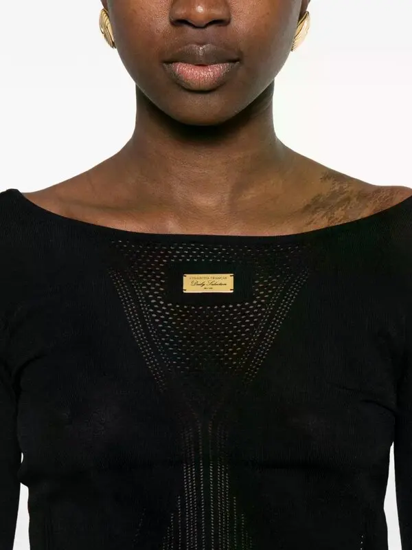 Elisabetta Franchi Logo Plaque Sweater - Black