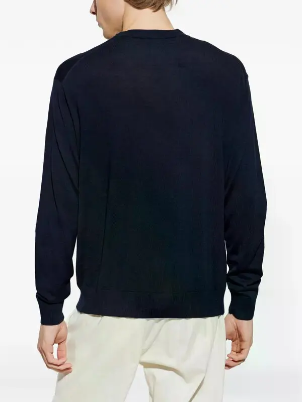 Paul & Shark Wool Round Neck Long Sleeve Sweater - Blue