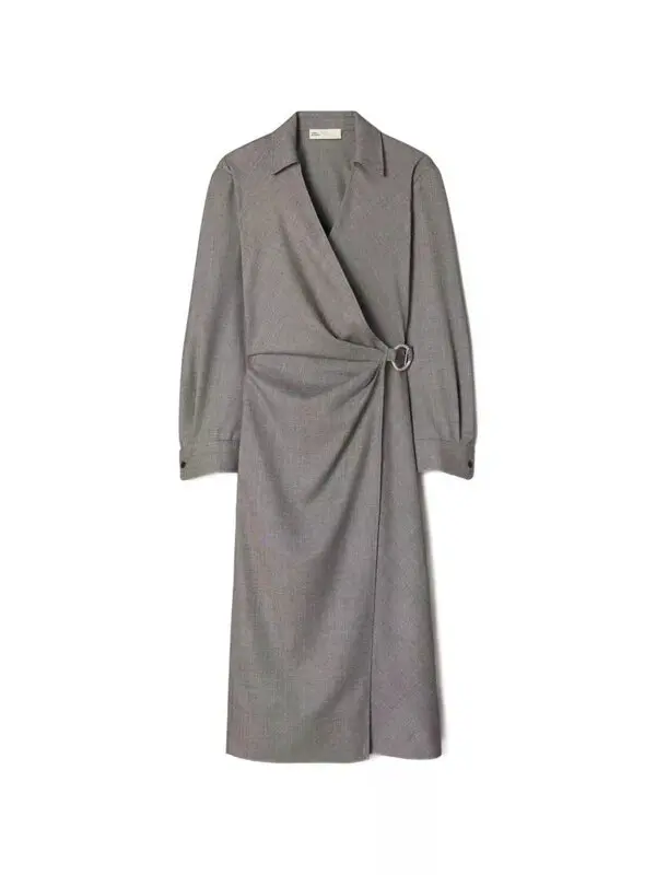 Tory Burch Wool Wrap Dress With Buckle Detail