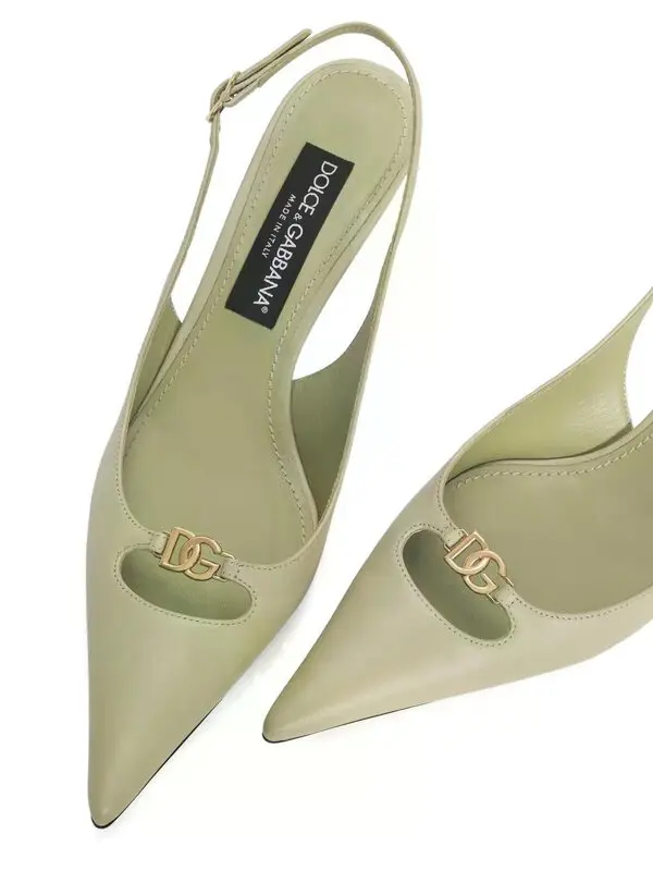 Dolce & Gabbana Lollo Silk Nappa Leather Slingbacks - Green