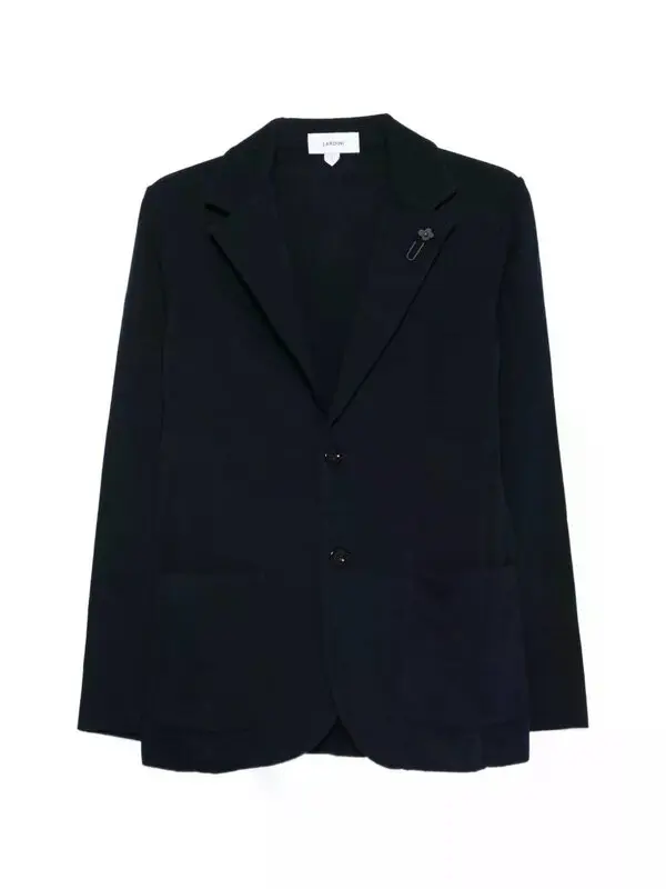 LARDINI Brooch Knit Blazer - Blue