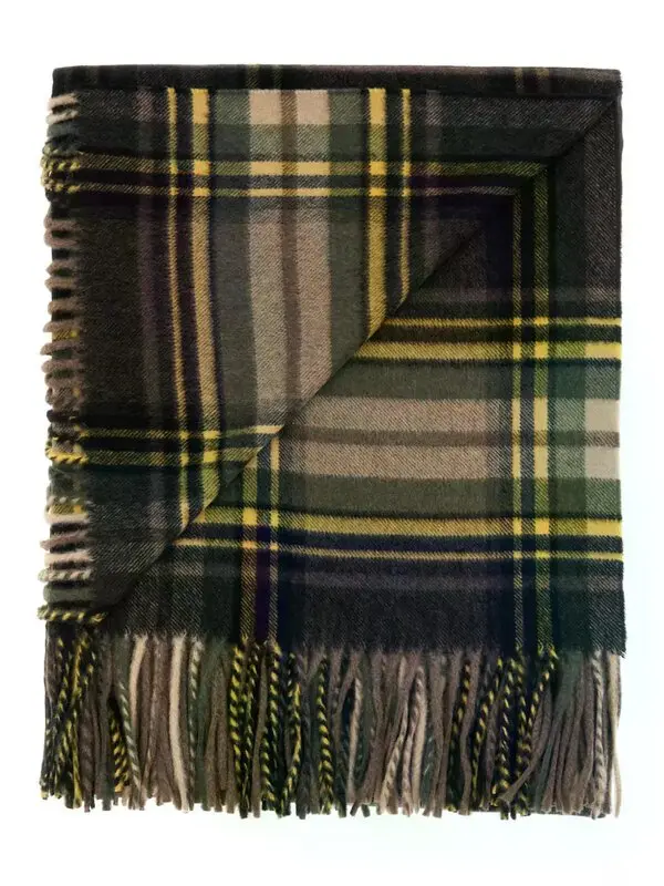 Saint Laurent Checked Fringed Scarf