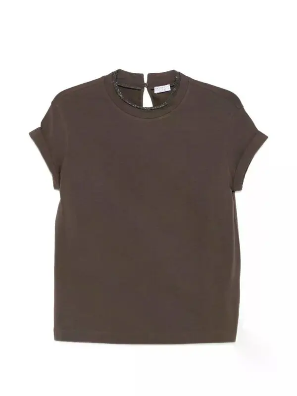 Brunello Cucinelli Beaded-neck Blouse